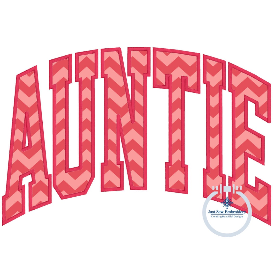 AUNTIE Arched Applique Embroidery Design Aunt Mother's Day Gift Satin ...