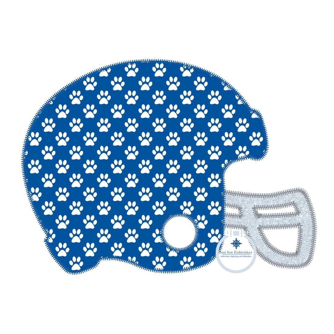 Football Helmet Applique Embroidery Design Zigzag Stitch Five Sizes 4x4 ...