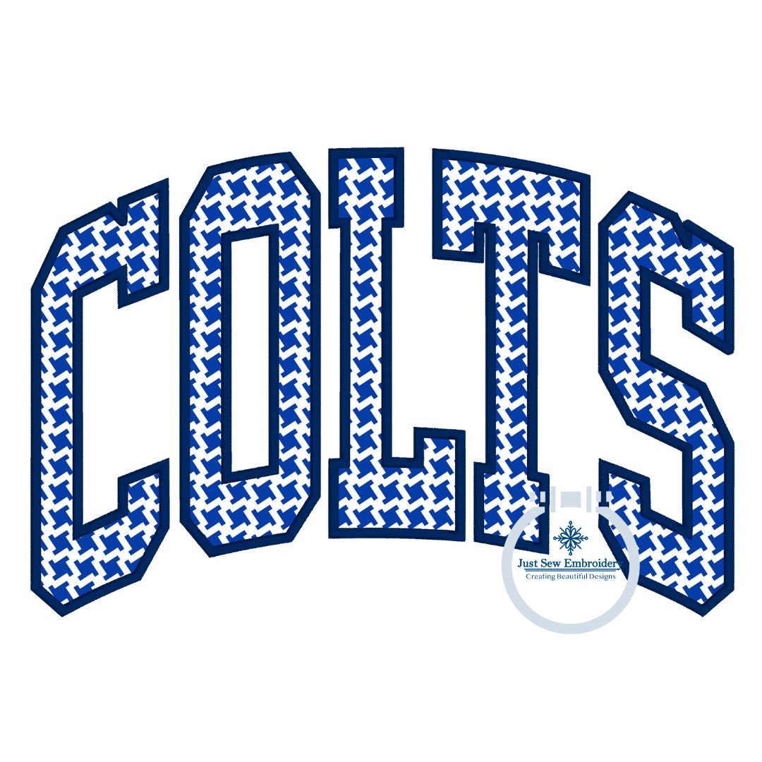 Colts Arched Satin Applique Embroidery Design Six Sizes 5x7, 8x8, 9x9 ...