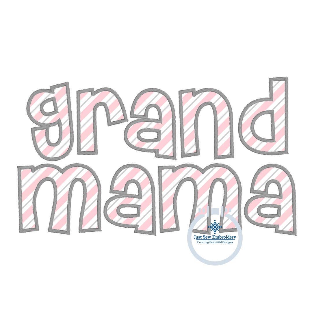 Grand Mama Applique Embroidery Design Satin Stitches Grandma Mother's ...
