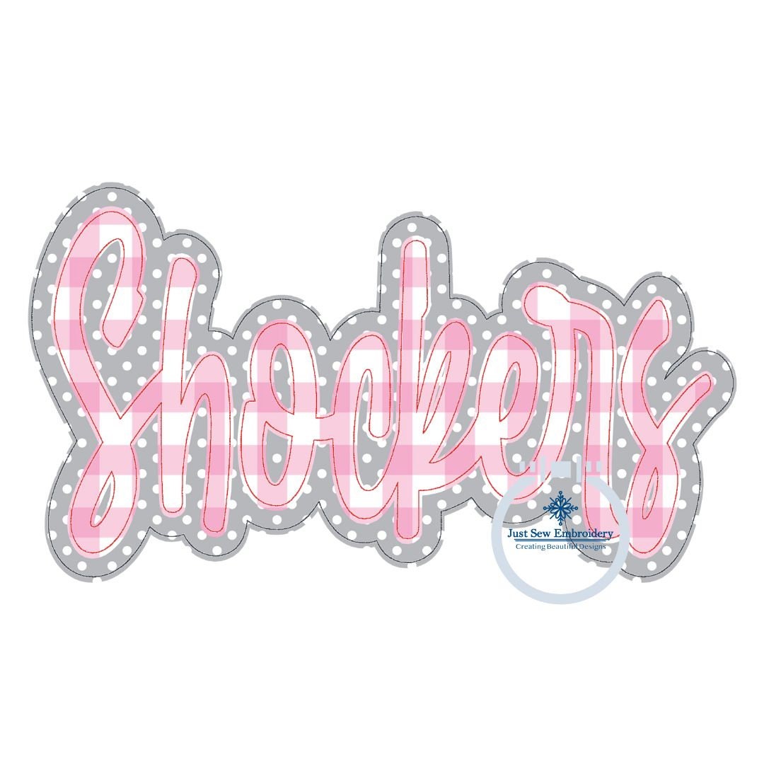 Shockers Double Raggy Script Bean Stitch Applique Embroidery Design ...