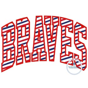 Braves Arched Satin Applique Embroidery Varsity Font Design Machine ...