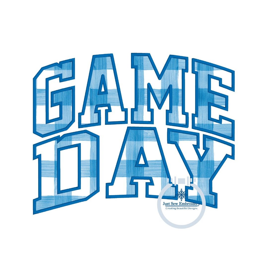 GAME DAY Arched Satin Applique Embroidery Machine Design Four Sizes 5x7 ...