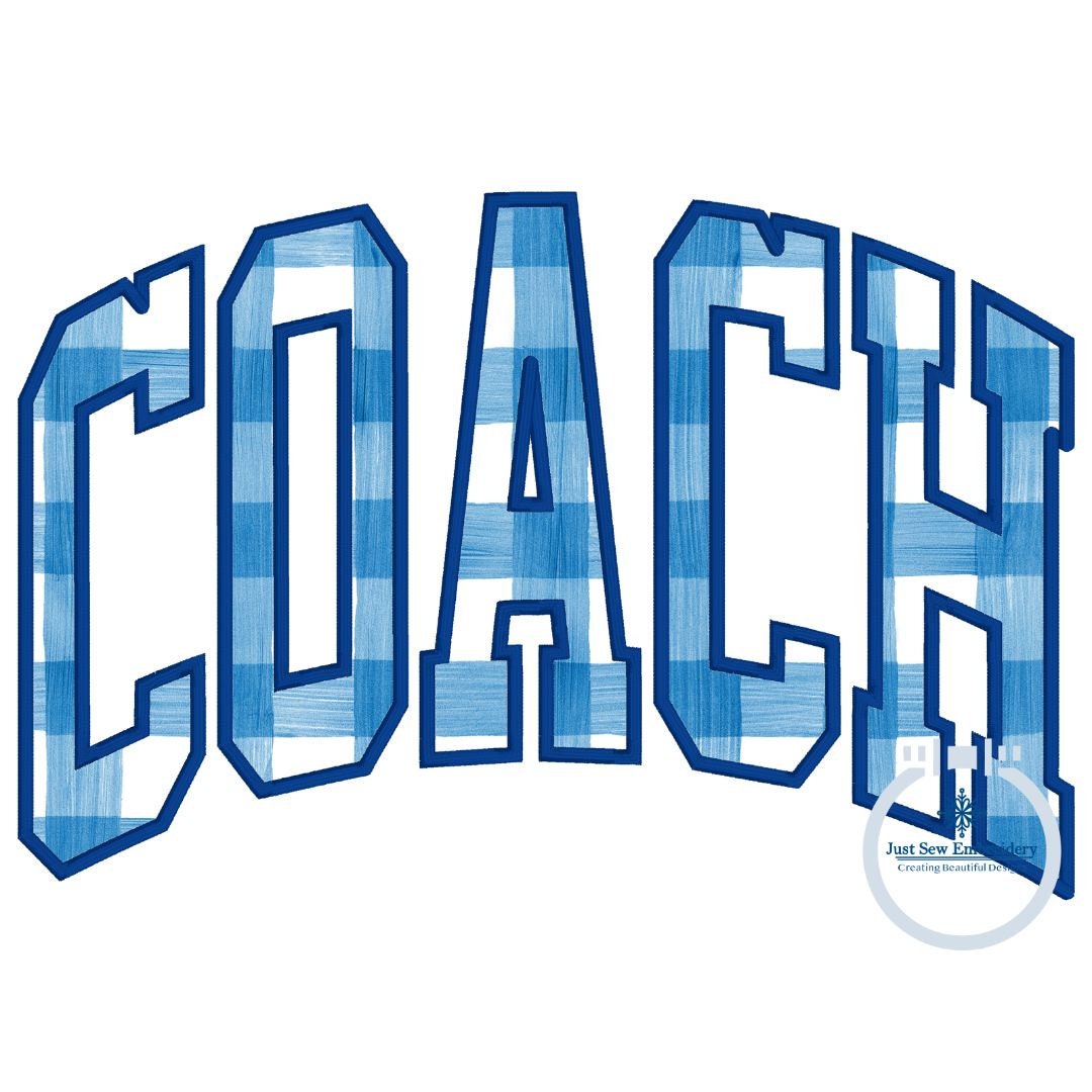 COACH Arched Satin Applique Embroidery Design Academic Font Five Sizes ...