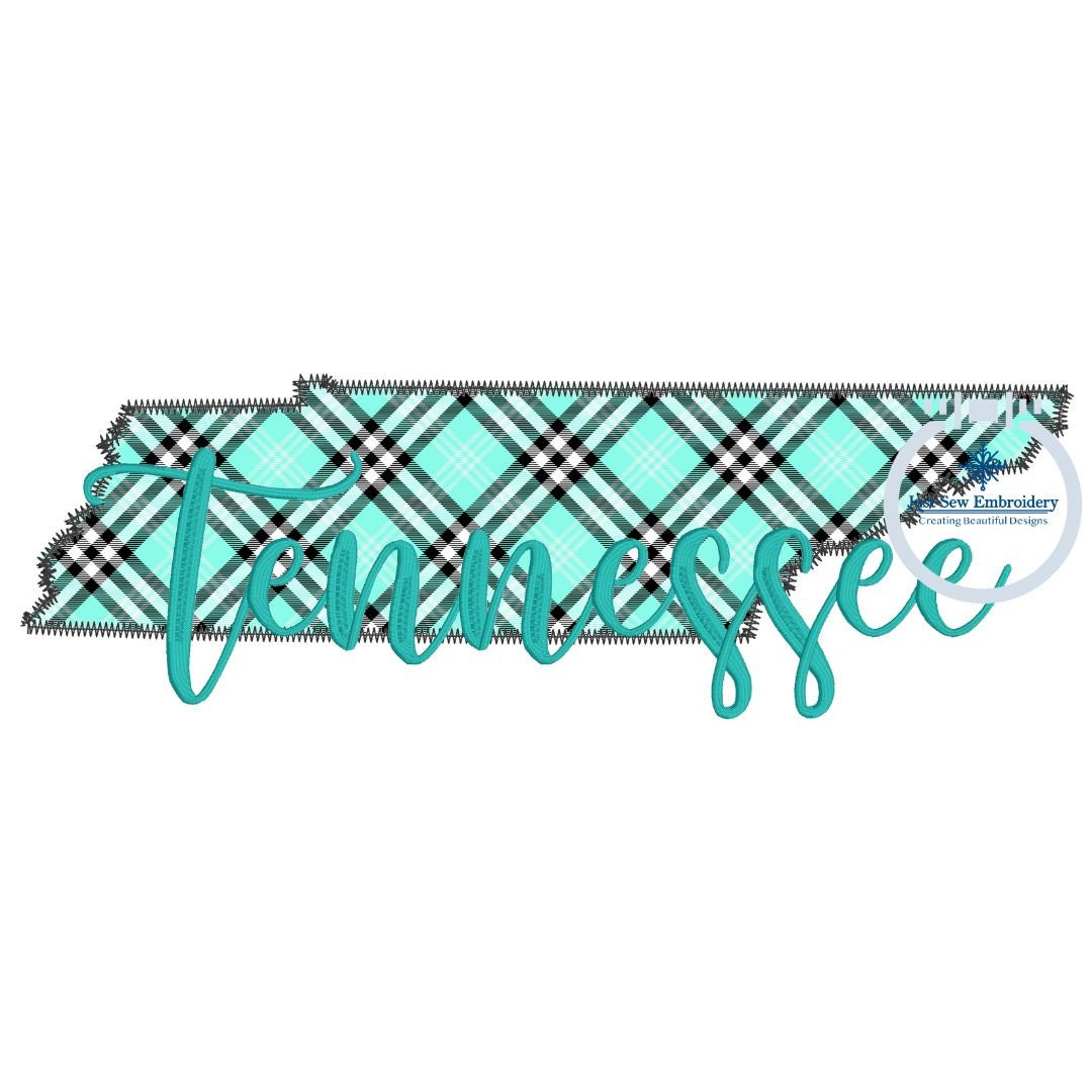 Applique Embroidery TN Tennessee Script Overlap Zigzag Stitch Four ...