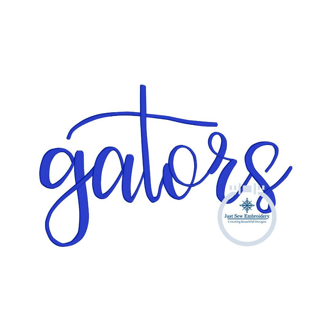 Gators Embroidered Script Satin Stitch Full Chest Design 8x12 Hoop - Etsy