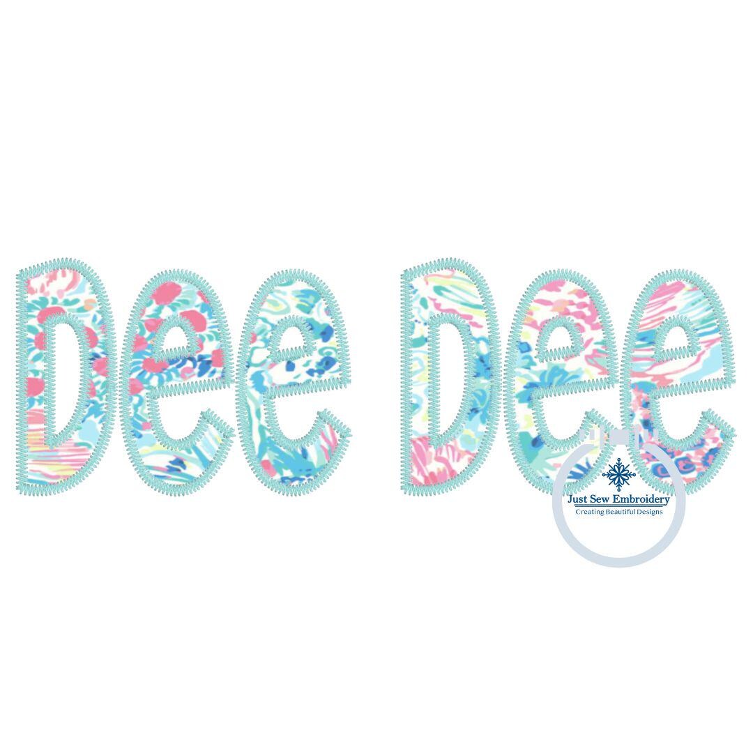 Dee Dee Applique Embroidery Design Zigzag Edge Stitch Grandma Mother's ...