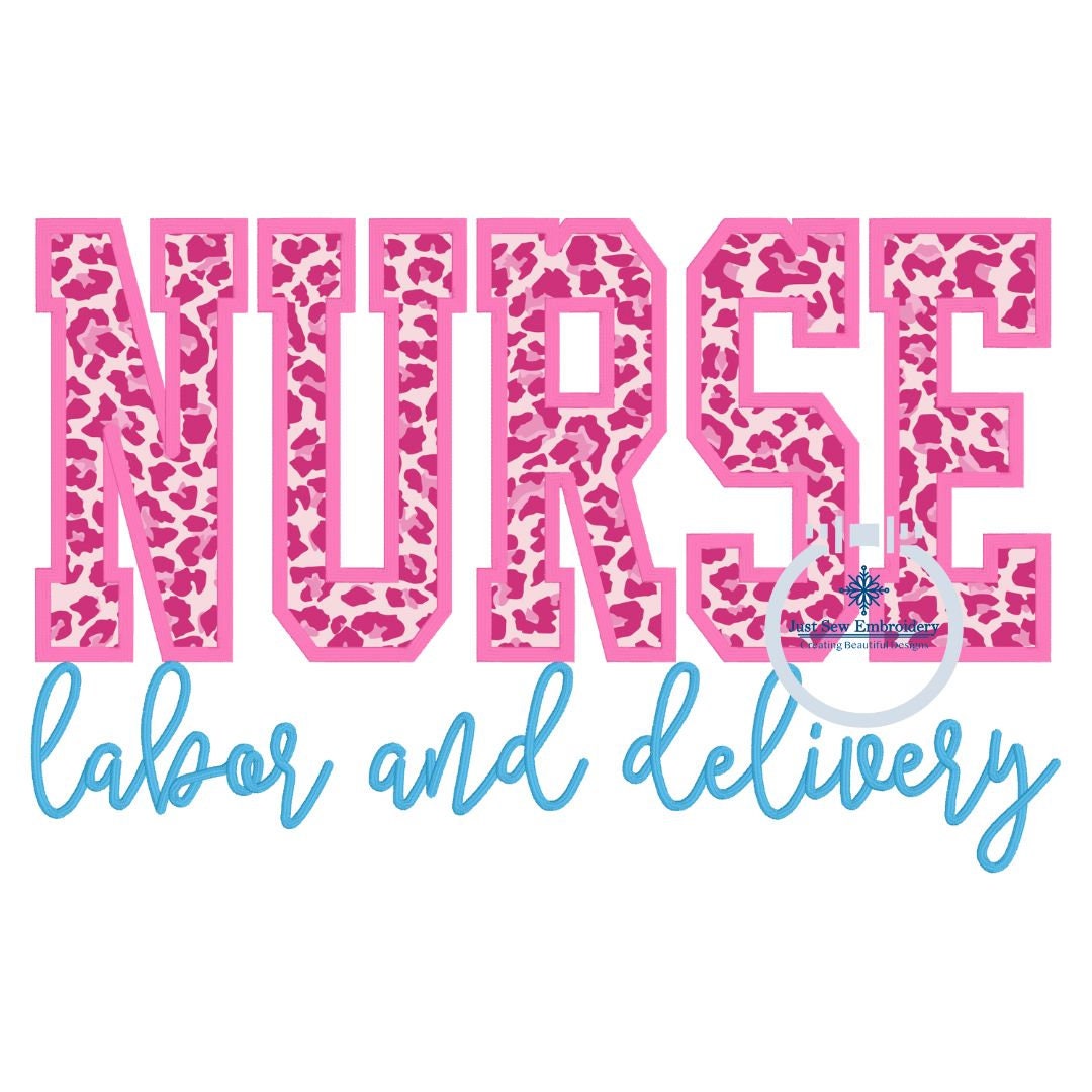 NURSE Block Satin Edge Applique Embroidery Labor and Delivery Satin ...