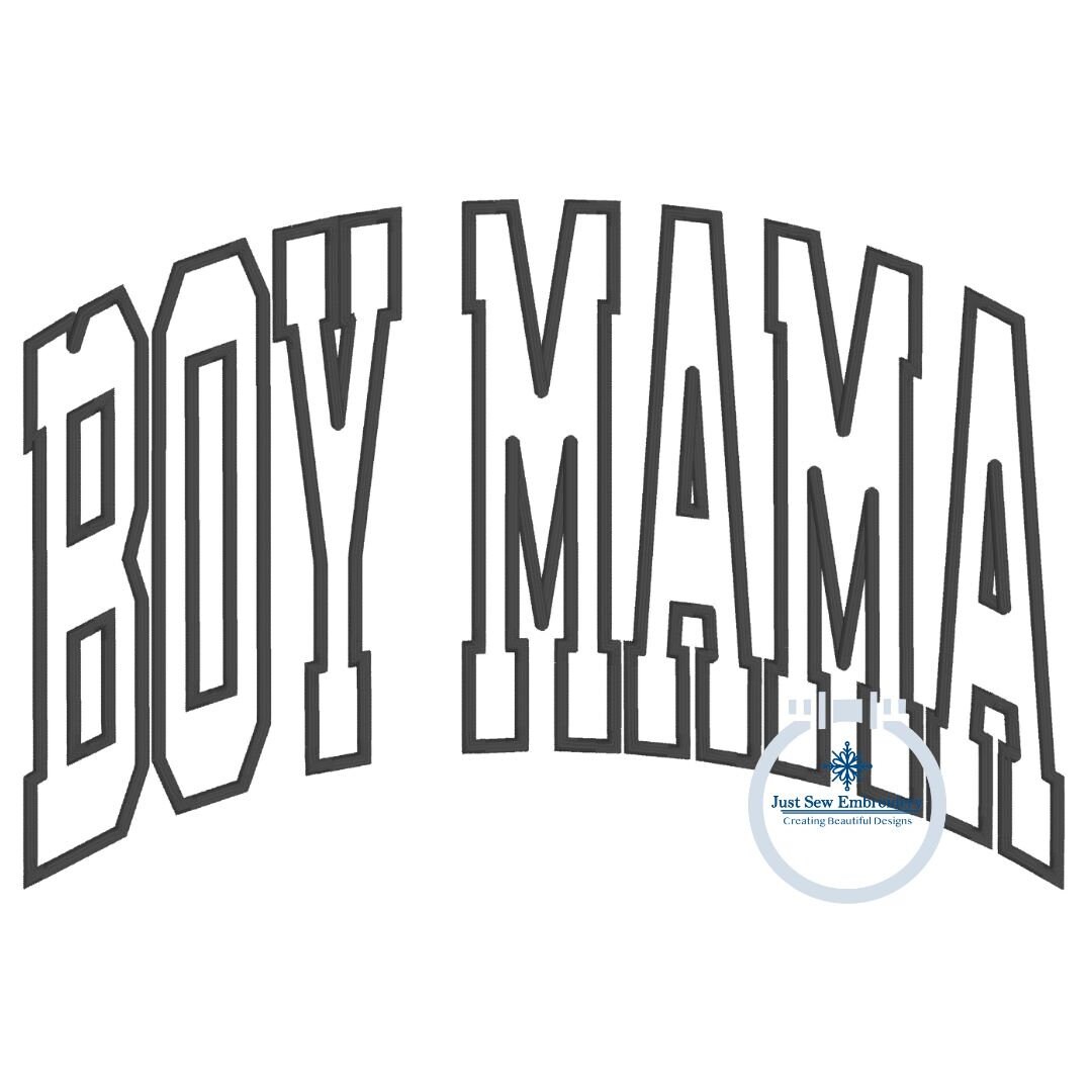 Boy Mama Arched Applique Embroidery With Satin Edge Stitch Three Sizes ...