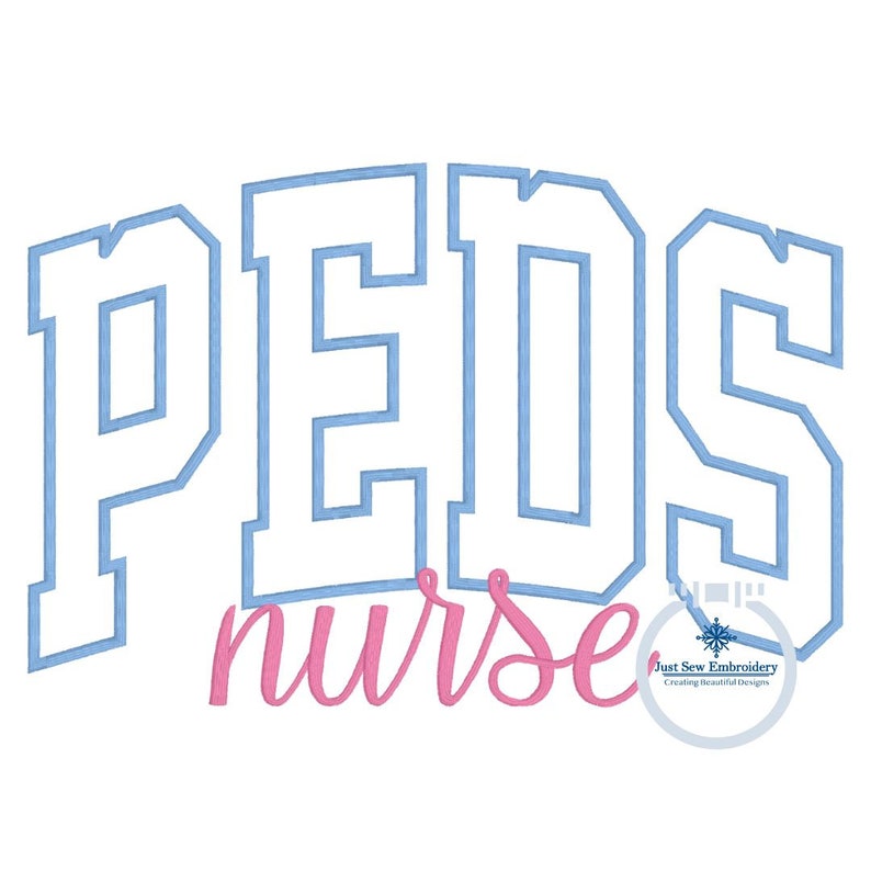 PEDS Arched Applique Nurse Satin Scriptembroidery Nursing Nurses Design ...