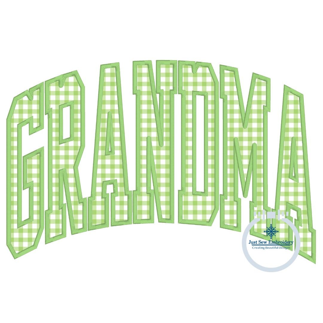 Grandma Arched Applique Embroidery Design Satin Edge Stitch Mother's ...