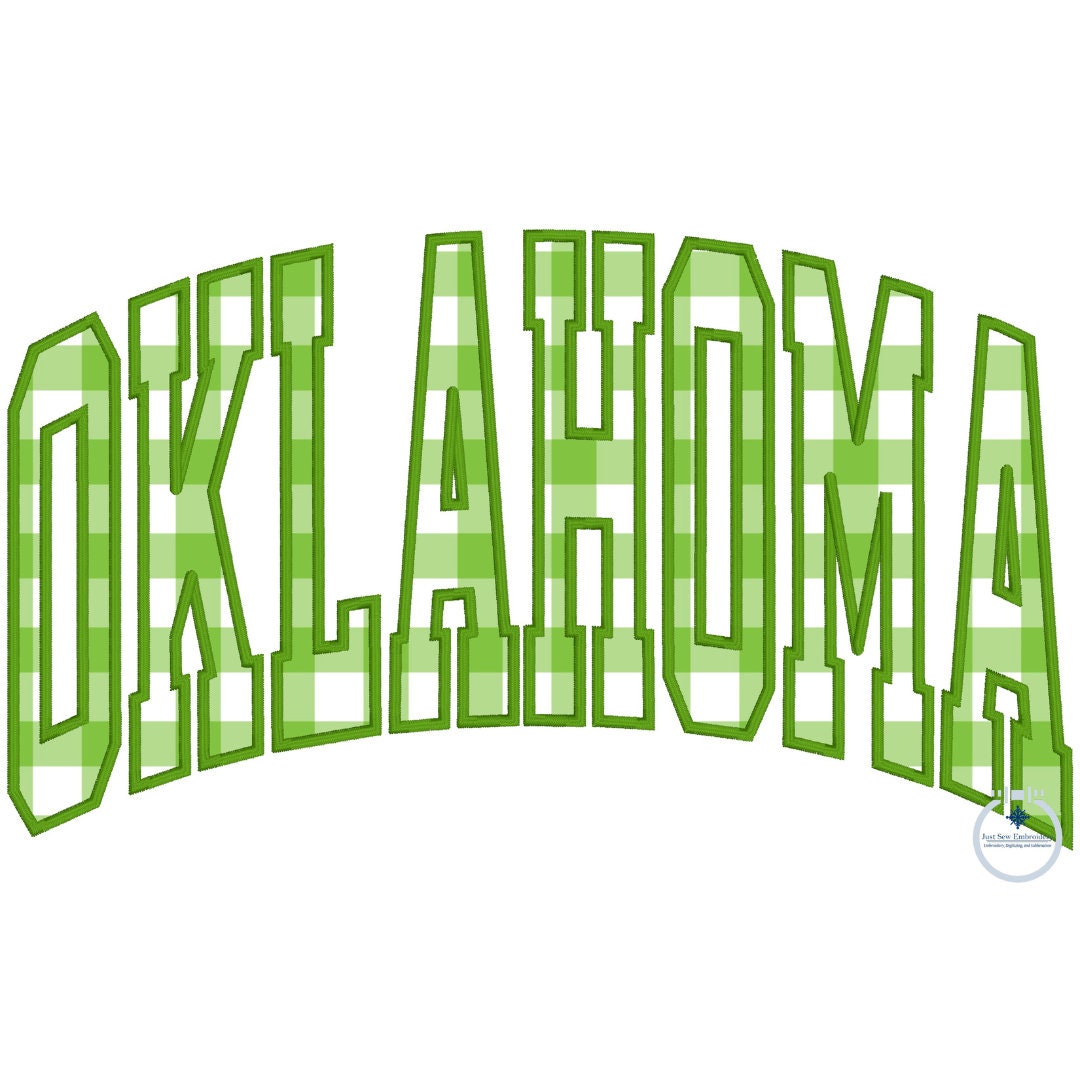 OKLAHOMA Arched Satin Applique Embroidery Design Two Sizes 6x10 and ...