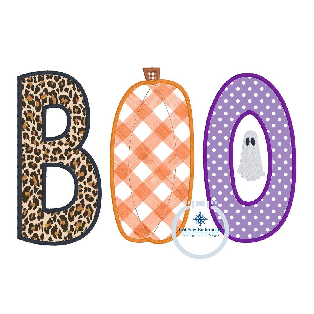 BOO Pumpkin Satin Applique Embroidery Design Halloween Six Sizes 5x7 ...