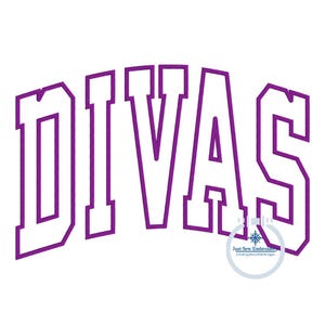 DIVAS Arched Satin Applique Embroidery Design Satin Outline Eight Sizes ...