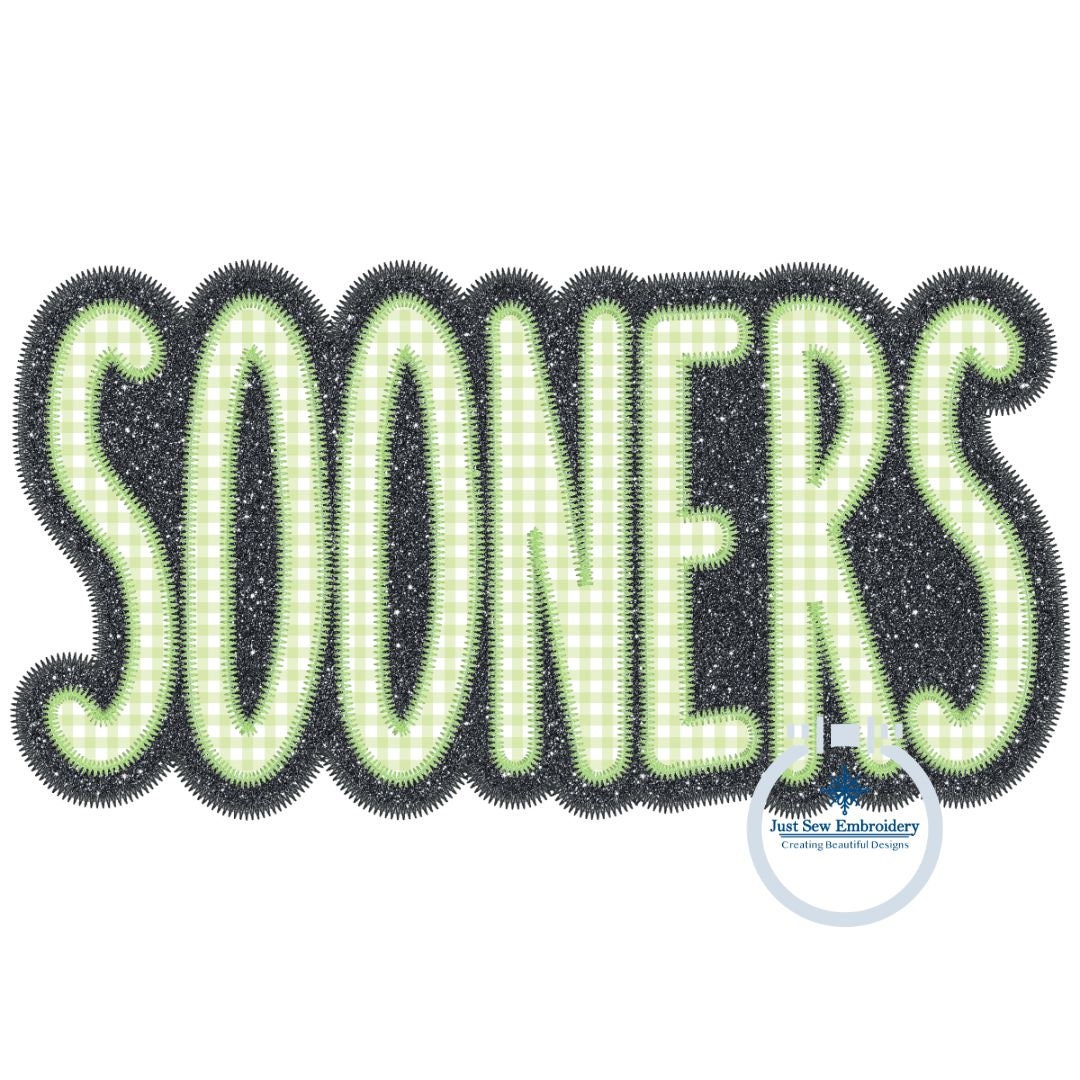 SOONERS Two Layer Design Machine Embroidery Two Color Zigzag Edge Four ...