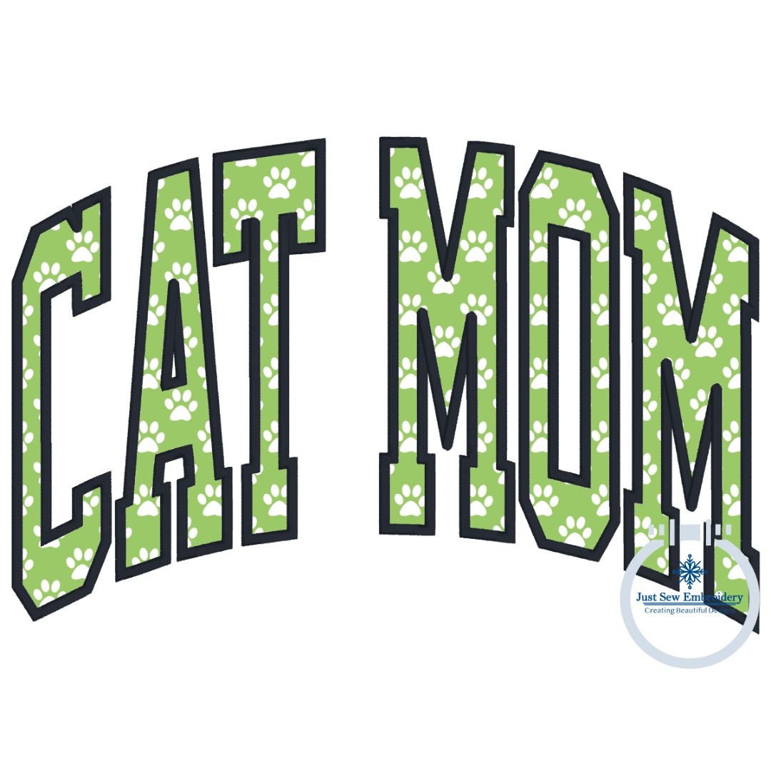 Cat Mom Arched Applique Embroidery Design Satin Stitch Machine ...