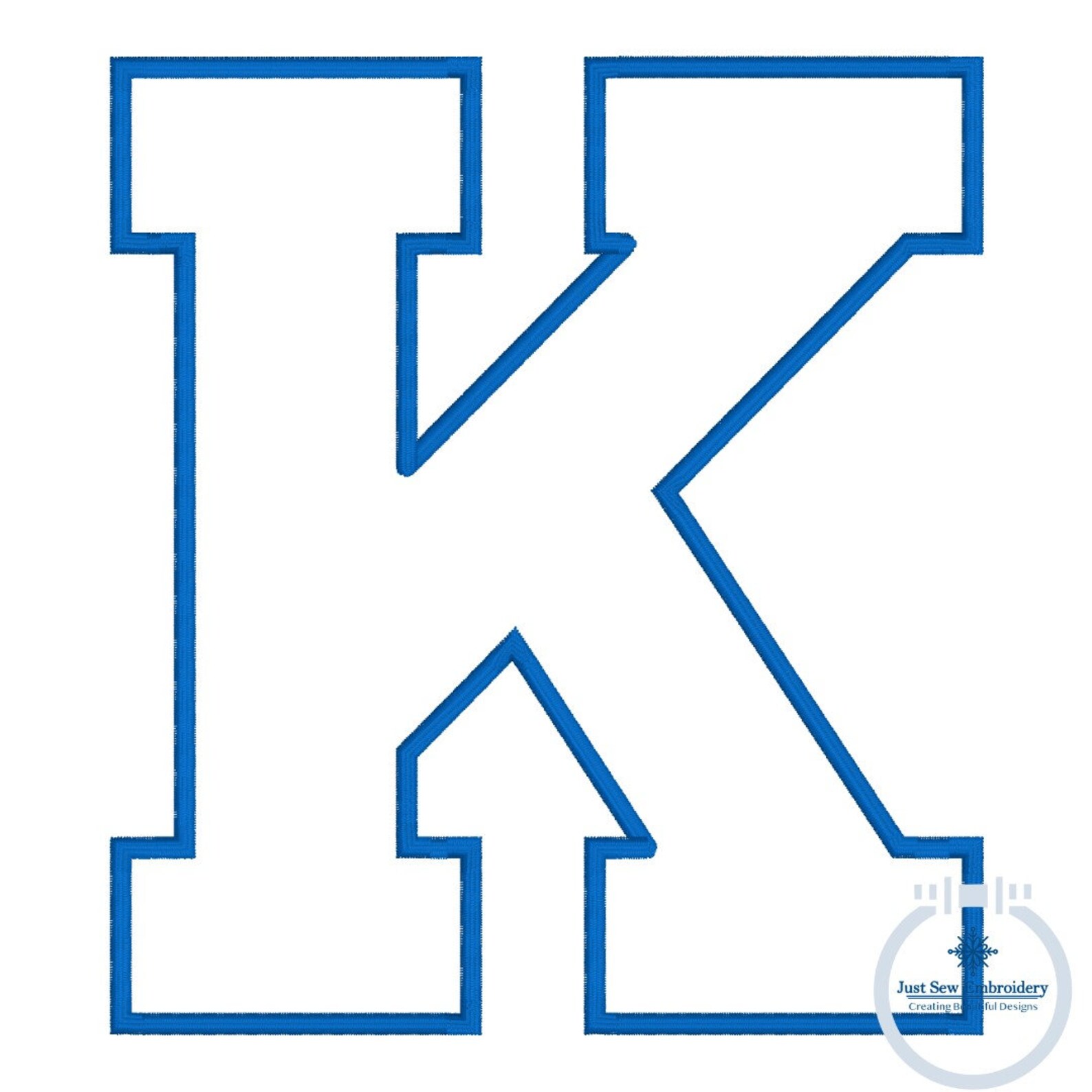 Varsity Applique K Satin Stitch Embroidery Design Kentucky KY Five ...