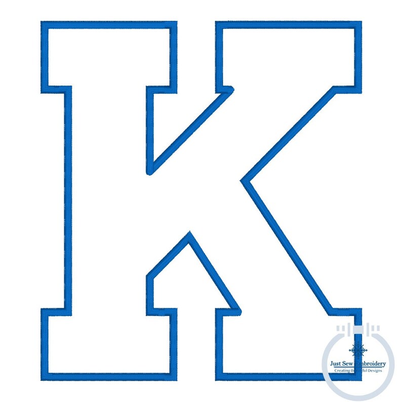 Varsity Applique K Satin Stitch Embroidery Design Kentucky KY Five ...