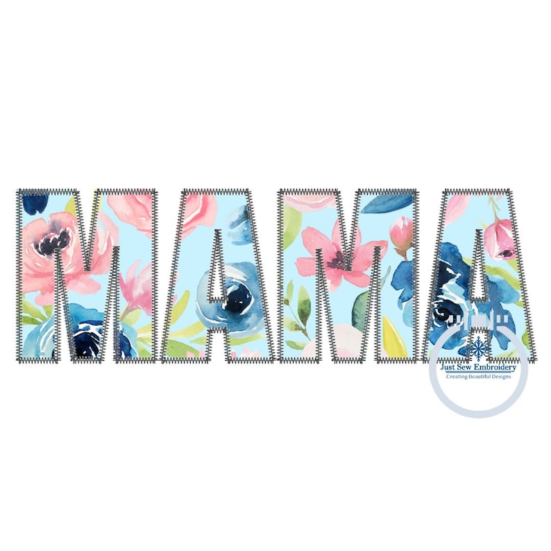 MAMA Applique Embroidery Design Zigzag Applique Mother's - Etsy