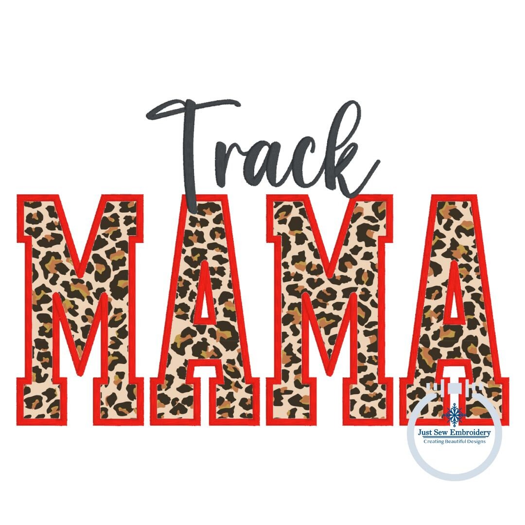Track MAMA Satin Applique Machine Embroidery Design Five Sizes 5x7, 8x8 ...