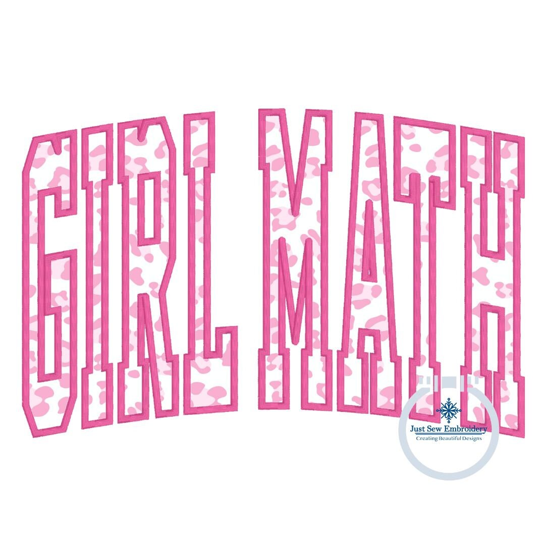GIRL MATH Arched Applique Embroidery Design Satin Edge Four Sizes 9x9 ...