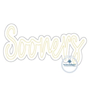 SOONERS Double Raggy Applique Embroidery Design Two Color Bean Stitch ...
