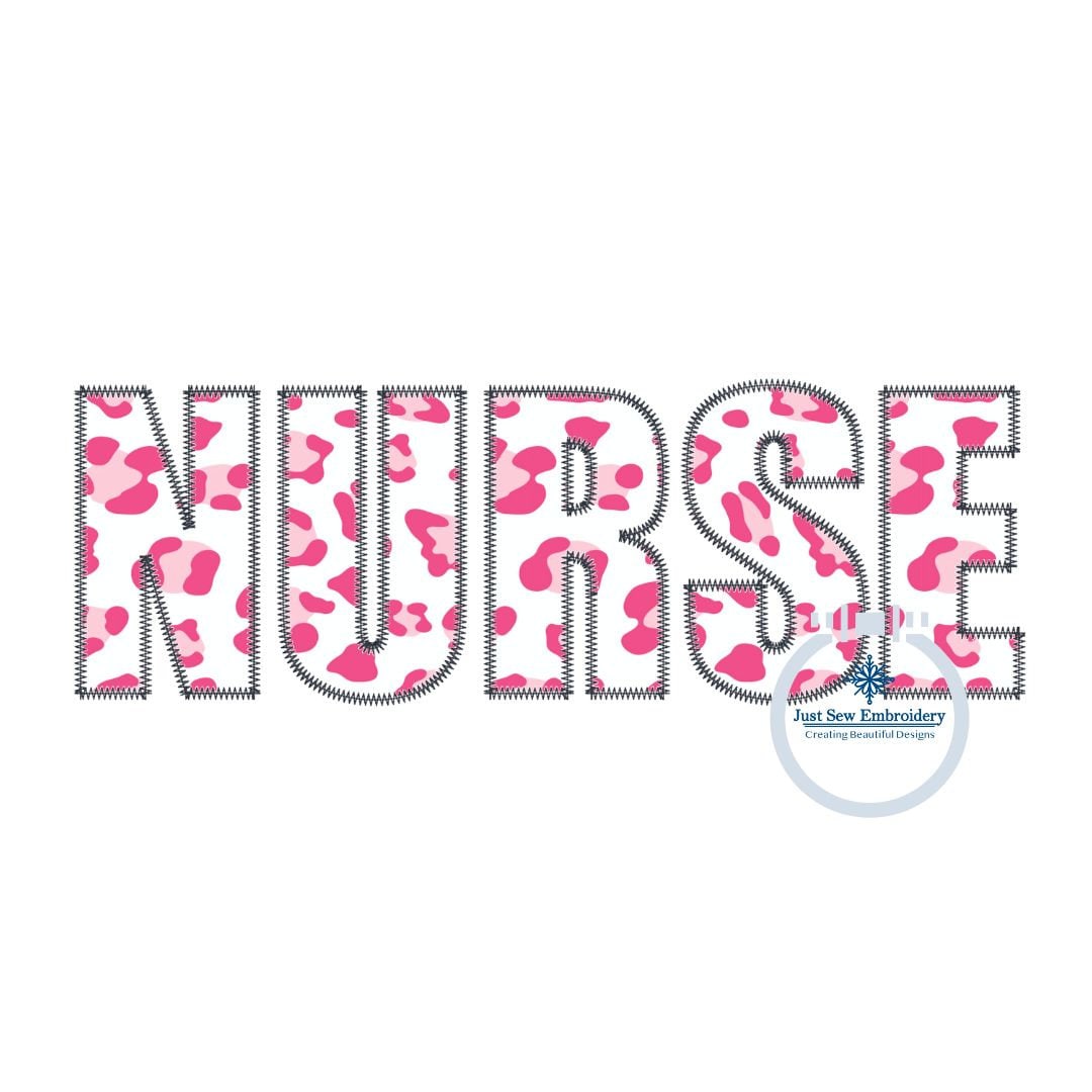 NURSE Block Zigzag Applique Embroidery Nursing Nurses Shirt Design ...