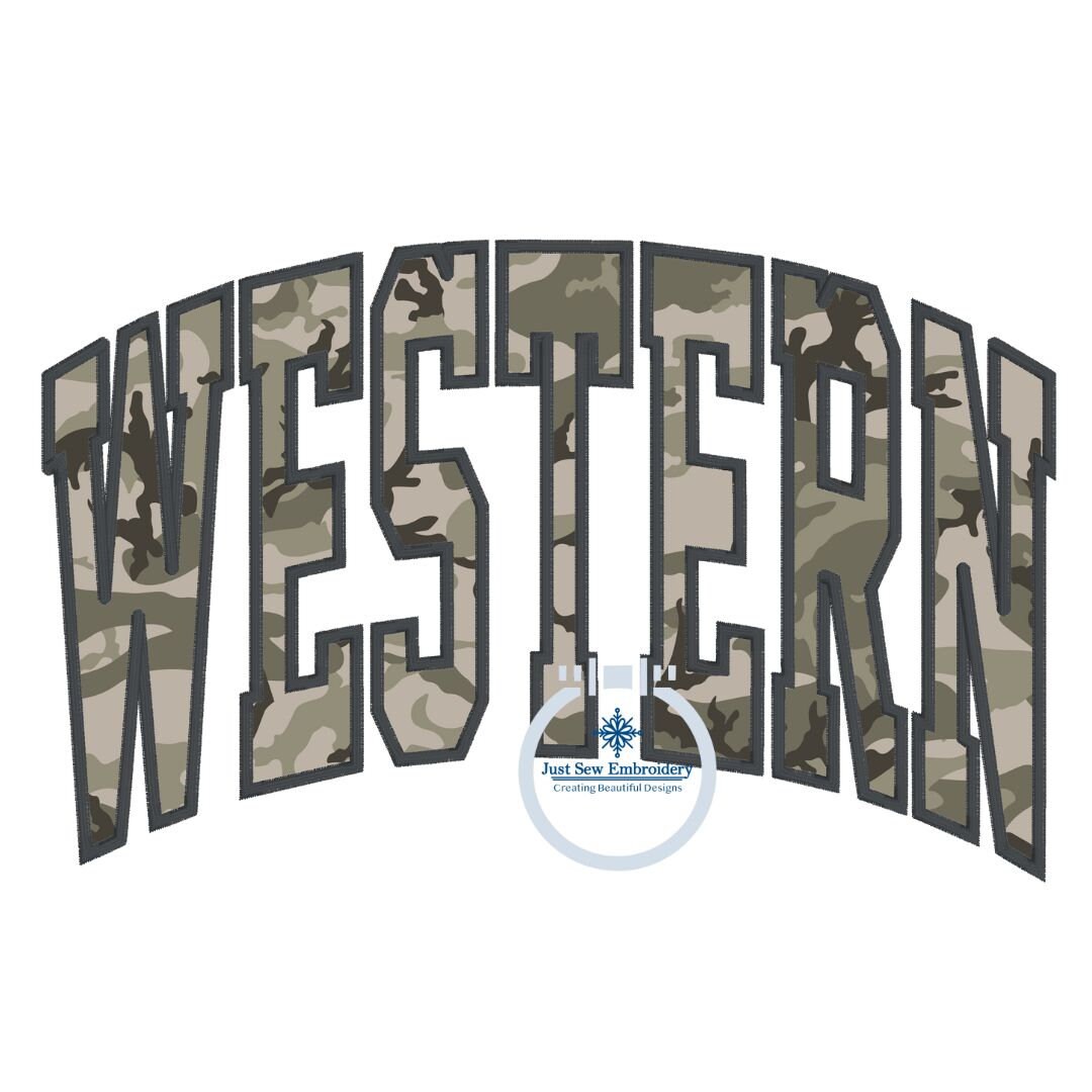 WESTERN Arched Satin Applique Embroidery Design Four Sizes 5x7, 8x8 ...