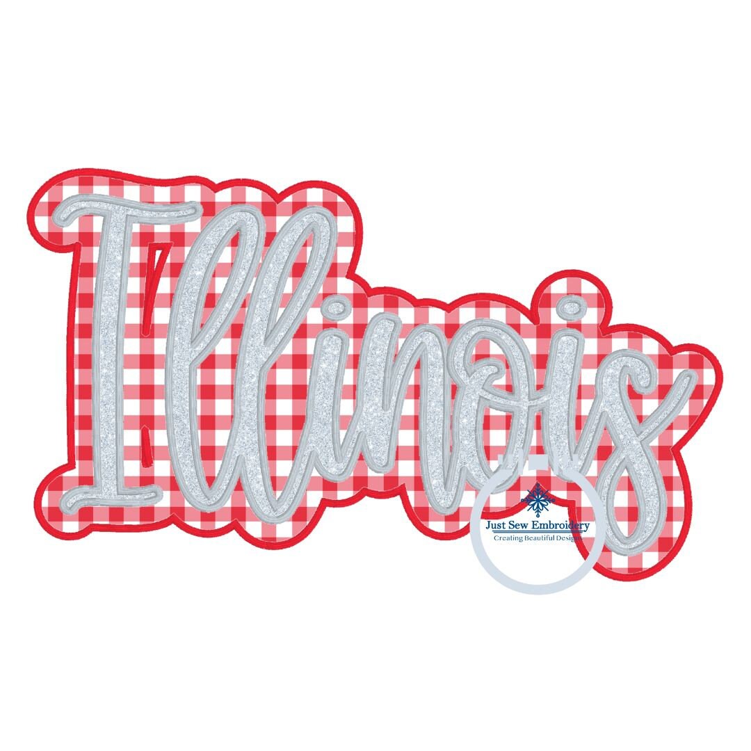 Illinois Double Layer Script Applique Embroidery Satin Stitch Three ...