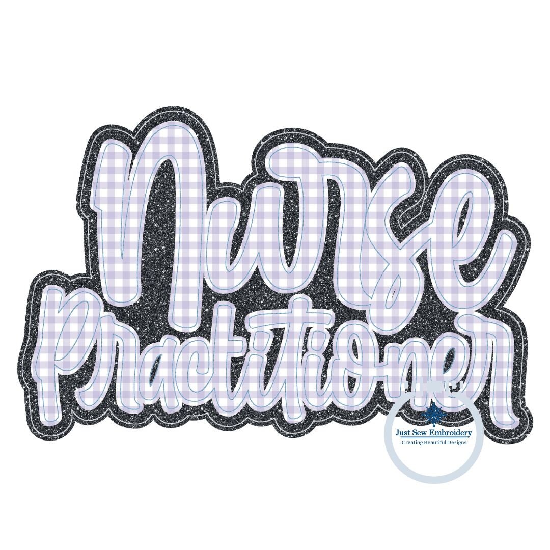 NURSE PRACTITIONER Applique Embroidery Bean Script Two Layer Nursing ...