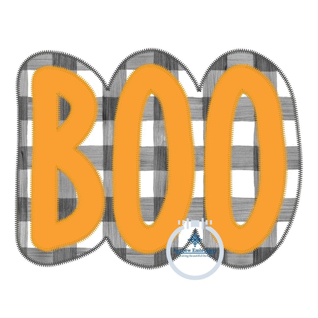 BOO Two Layer Applique Machine Embroidery Design Zigzag Stitch Four ...