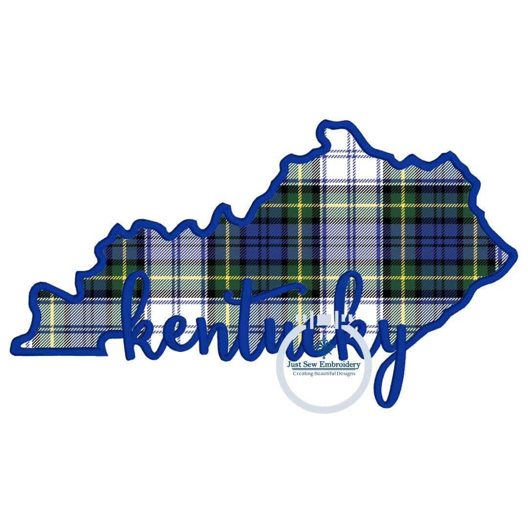 Kentucky State Applique Embroidery With Script Kentucky Satin Edge ...
