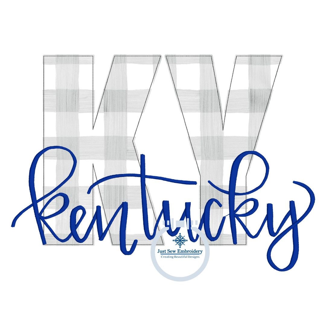 KY With Kentucky Script Overlap Applique Embroidery Three Sizes 5x7 ...