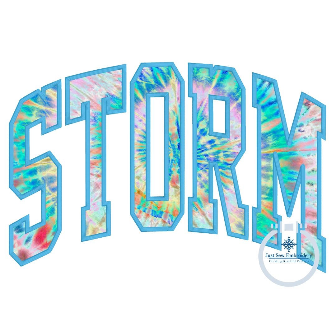 STORM Arched Applique Embroidery Design Machine Embroidery Satin Edge ...