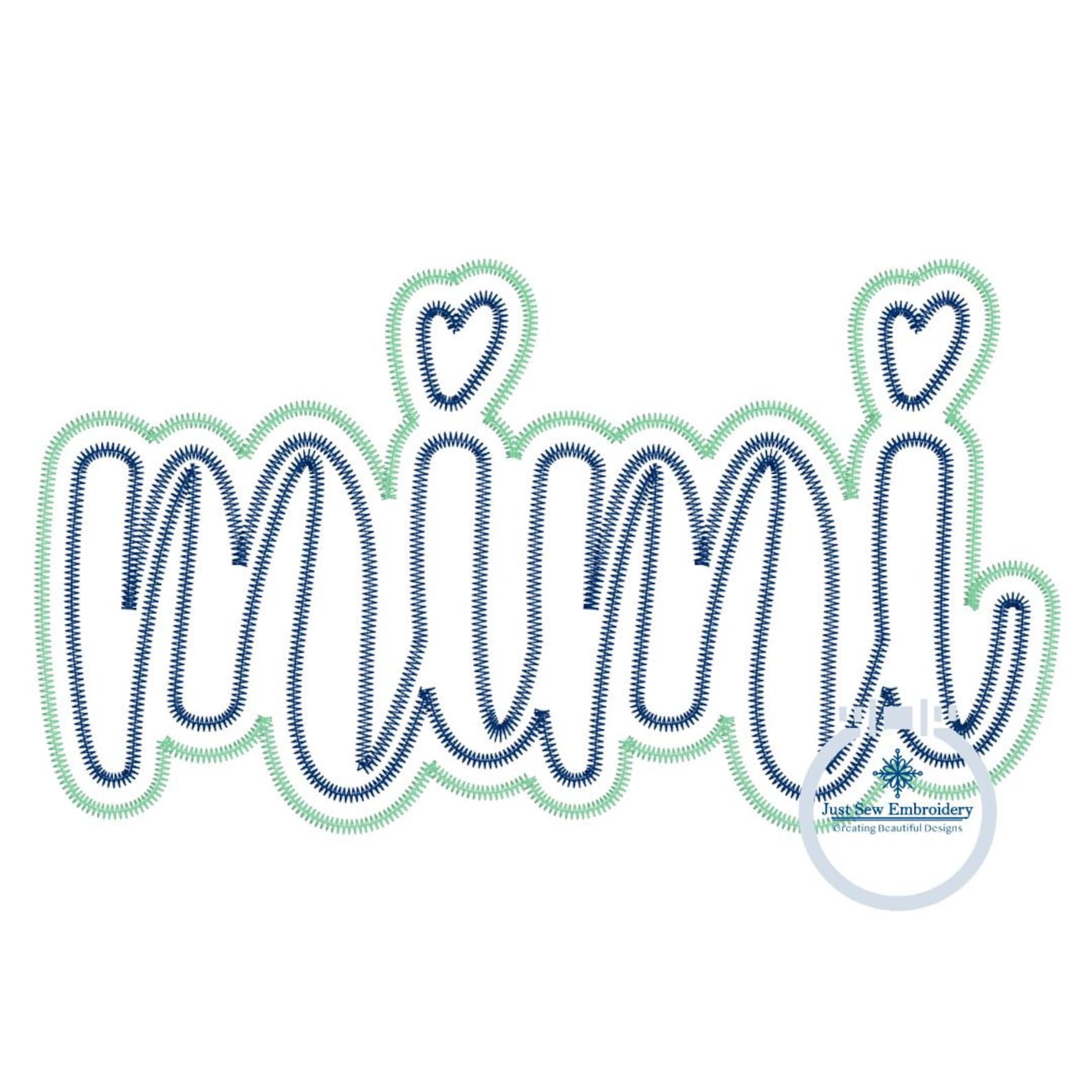 MIMI Double Zigzag Applique Embroidery Design Four Sizes Grandma Mother ...