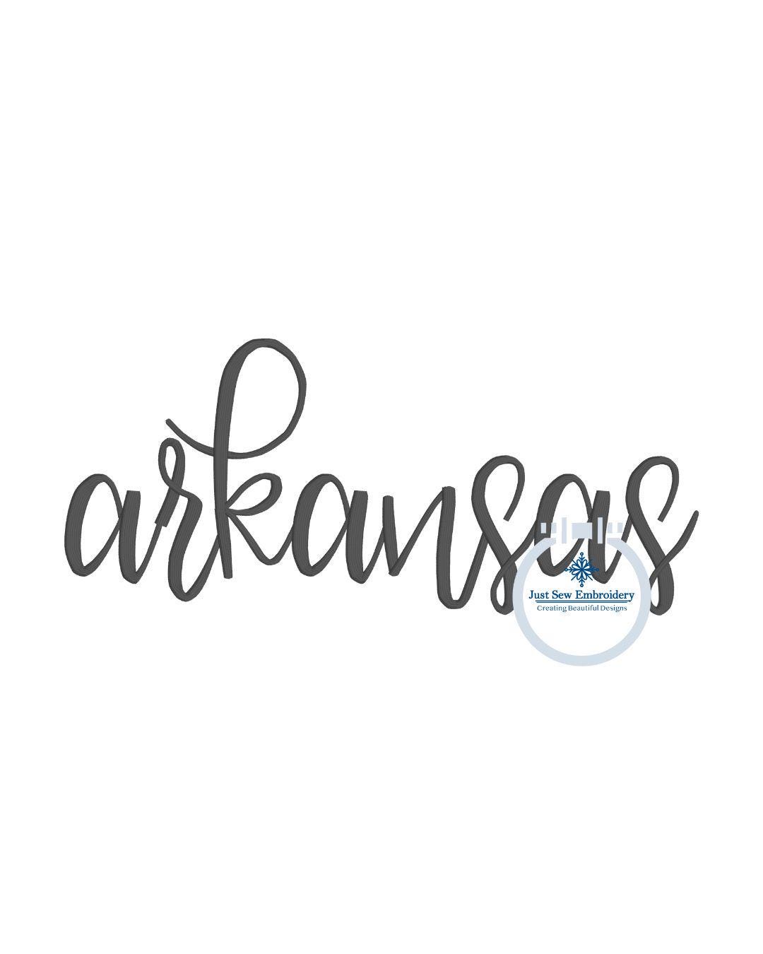 Arkansas Embroidered Script Satin Stitch Full Chest Design 8x12 Hoop - Etsy