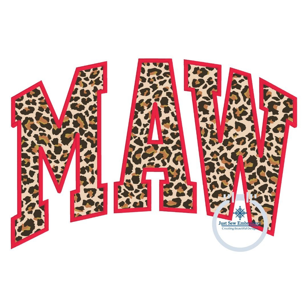 MAW Arched Satin Applique Embroidery Machine Design Varsity Font Mother ...