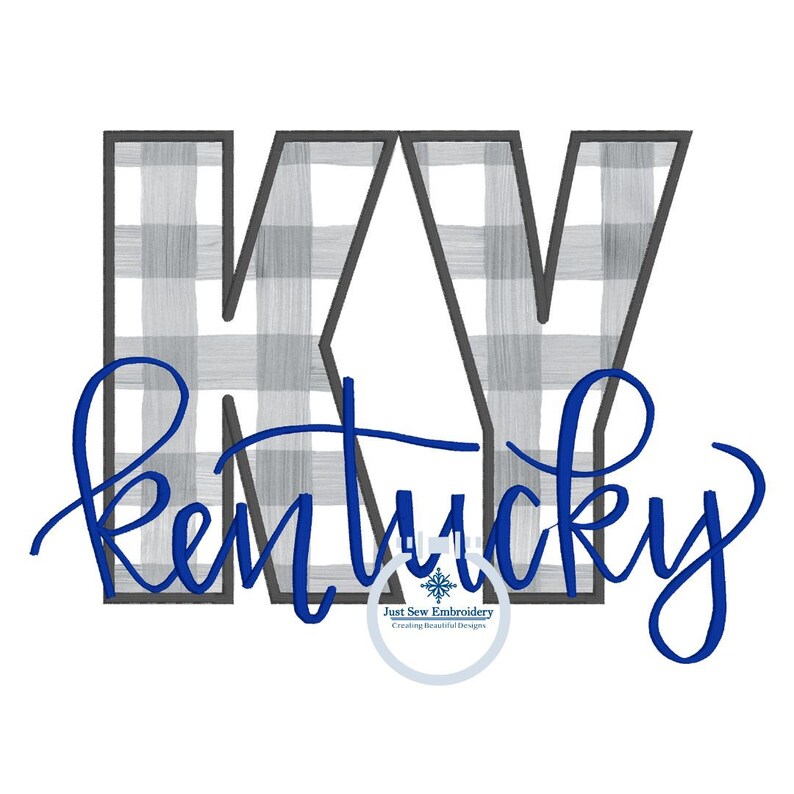 KY With Kentucky Script Overlap Applique Embroidery Three Sizes 5x7 ...