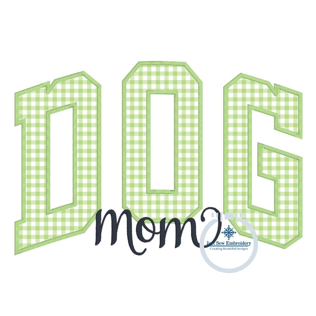 Dog Arched Mom Script Satin Applique Embroidery Design Machine ...