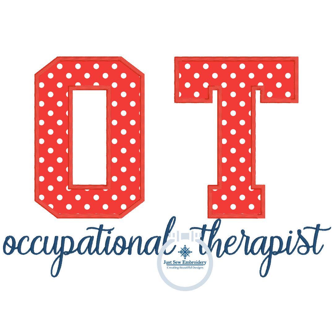 OT Occupational Therapist Satin Applique Embroidery Nursing Nurses ...