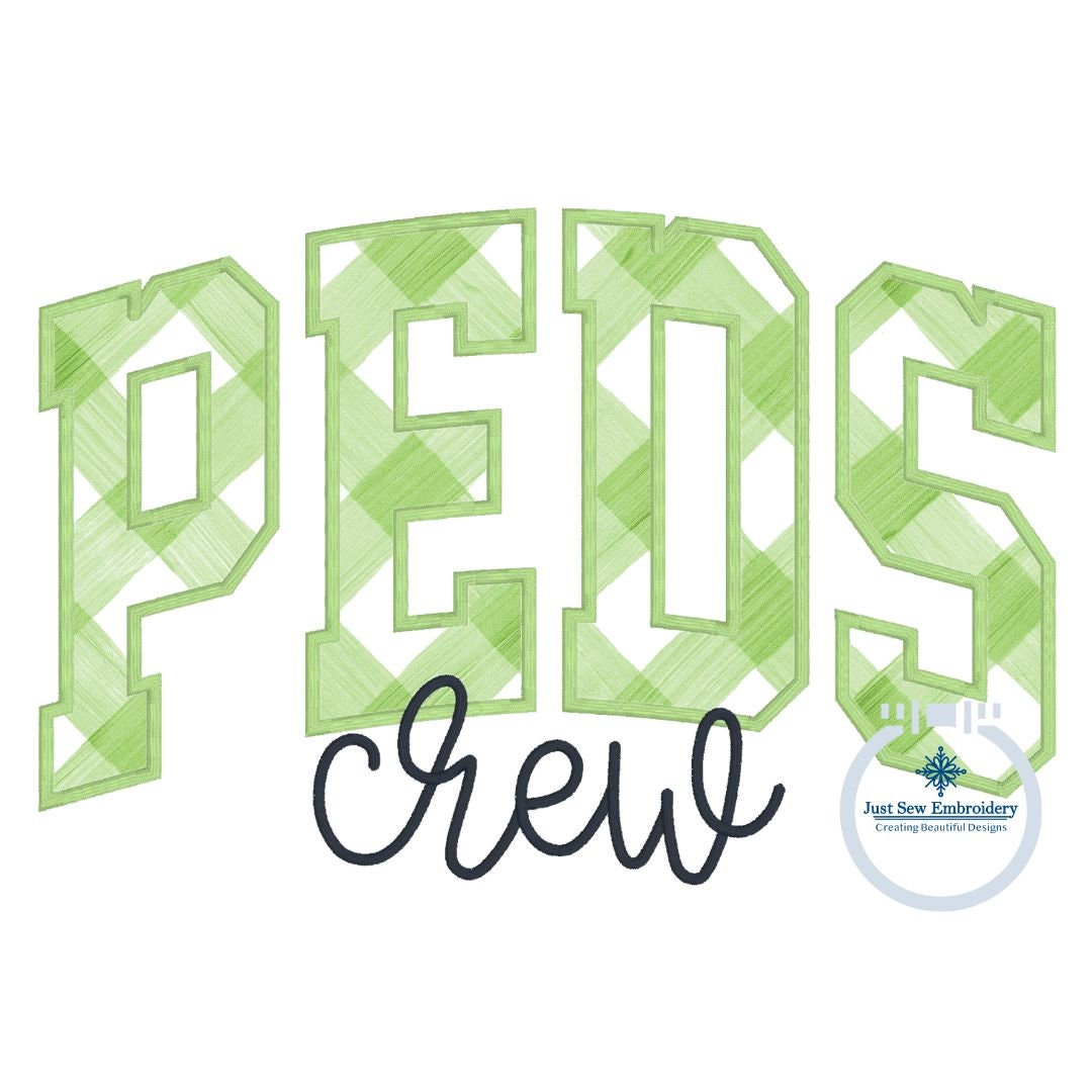 PEDS Arched Applique Crew Satin Embroidery Nursing Nurses Design Five ...