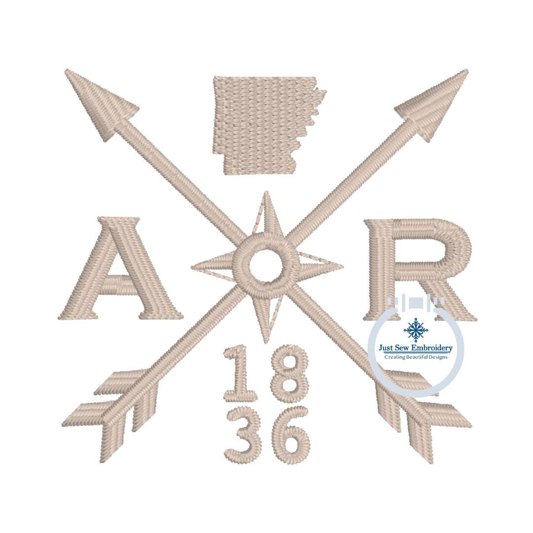 AR 1836 Arrow Embroidery Design Hat Arkansas Compass Machine Embroidery ...