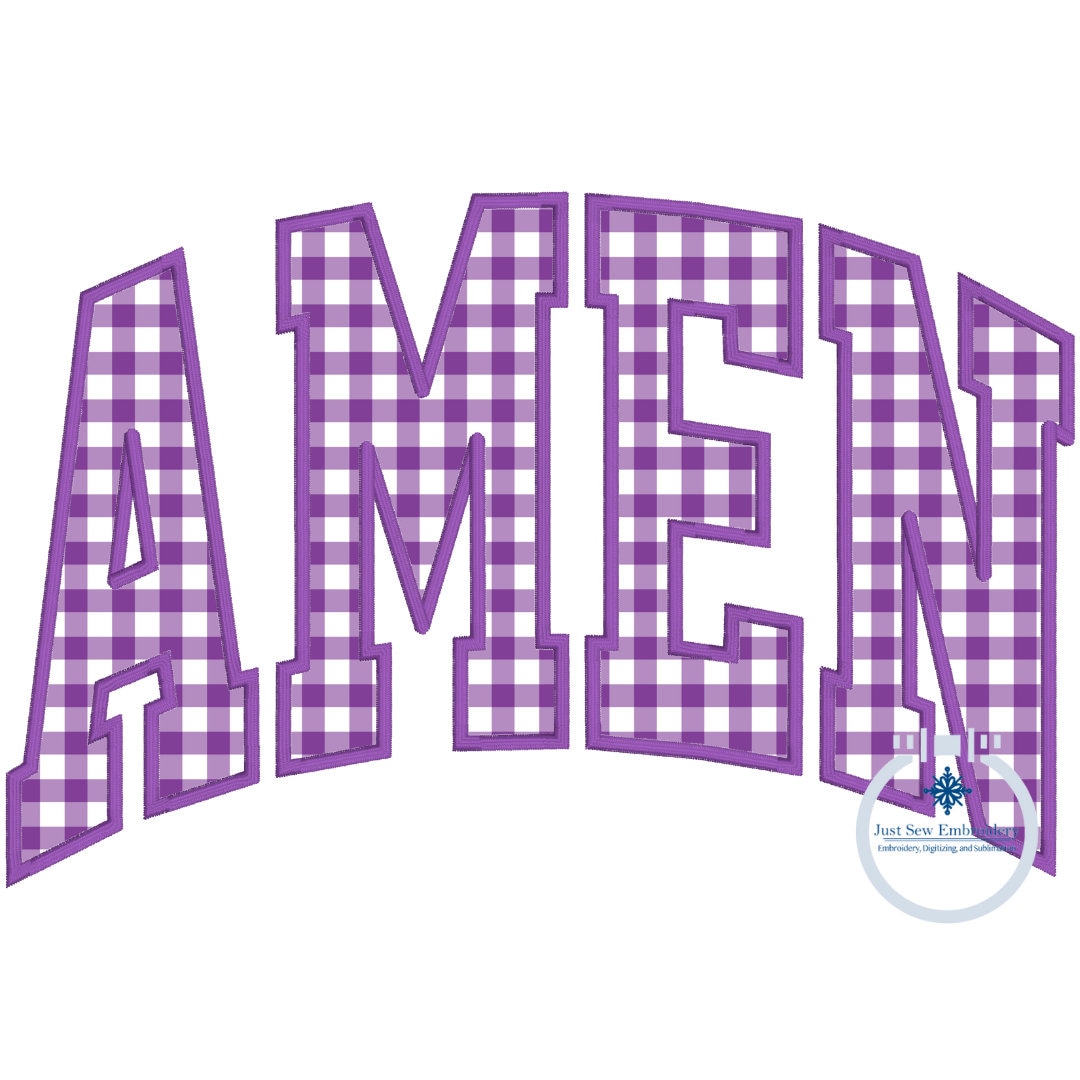 AMEN Arched Satin Applique Embroidery Design Five Sizes 5x7, 8x8, 6x10 ...