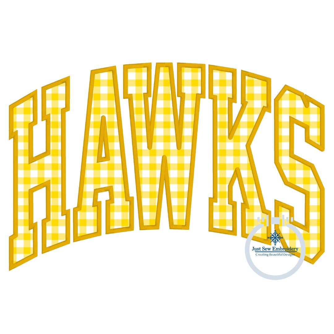 HAWKS Arched Satin Applique Embroidery Design Satin Stitch Edge Five ...