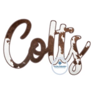 COLTS Script Zigzag Applique Embroidery Machine Design Five Sizes 5x7 ...