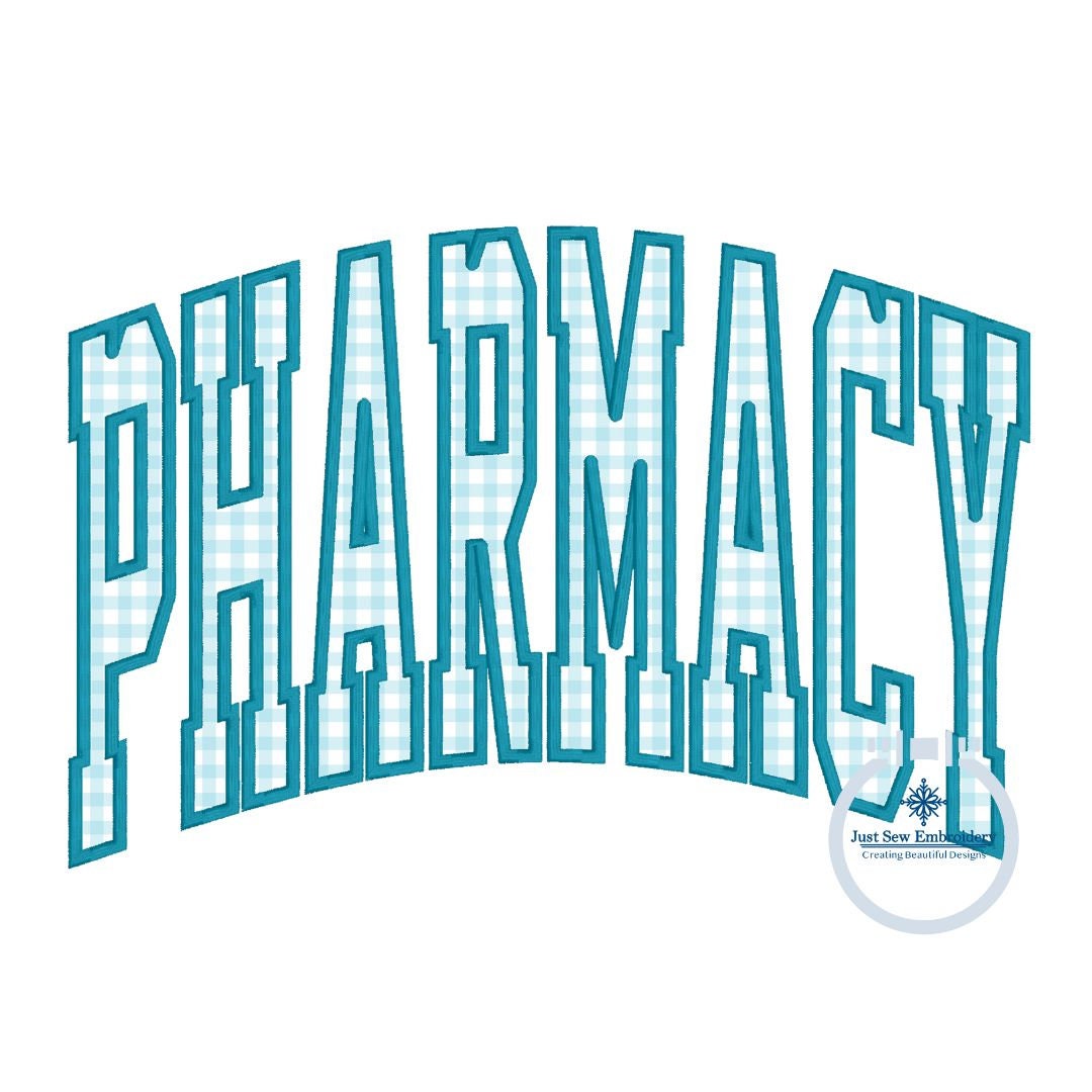 Pharmacy Arched Applique Embroidery Satin Stitch Design Three Sizes ...