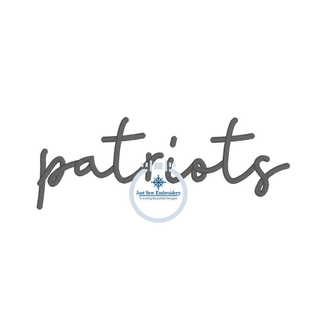 Patriots Satin Script Embroidery Design Two Sizes 4x4 and Hat Hoop - Etsy
