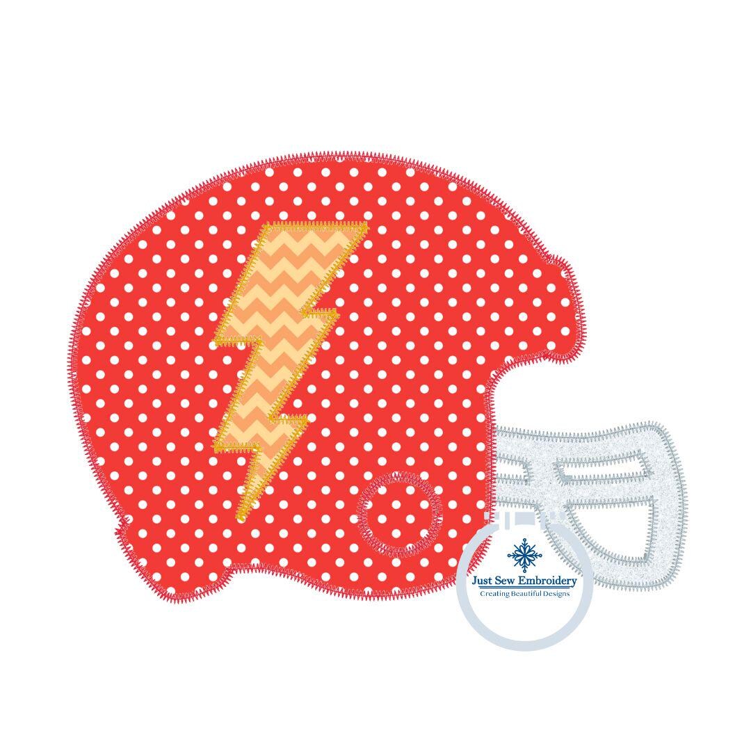 Football Helmet Lightning Bolt Applique Embroidery Design Zigzag Stitch ...