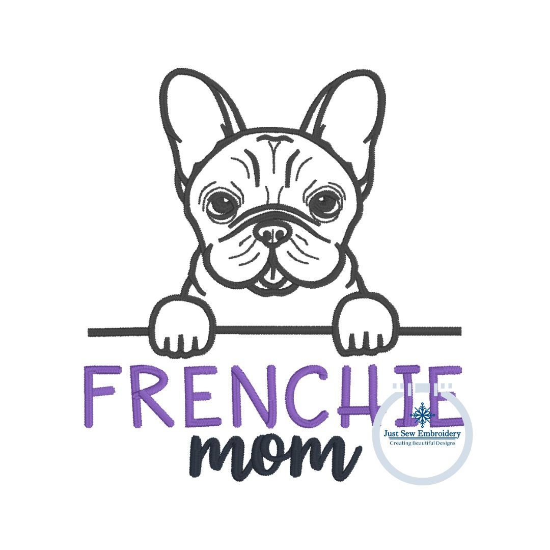 Frenchie Mom Peeker Embroidery Frenchie Embroidery Design One Size 4x4 ...