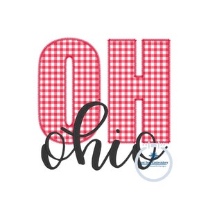 OH Block Applique Embroidery With Script OHIO Overlap Five Sizes 4x4 ...